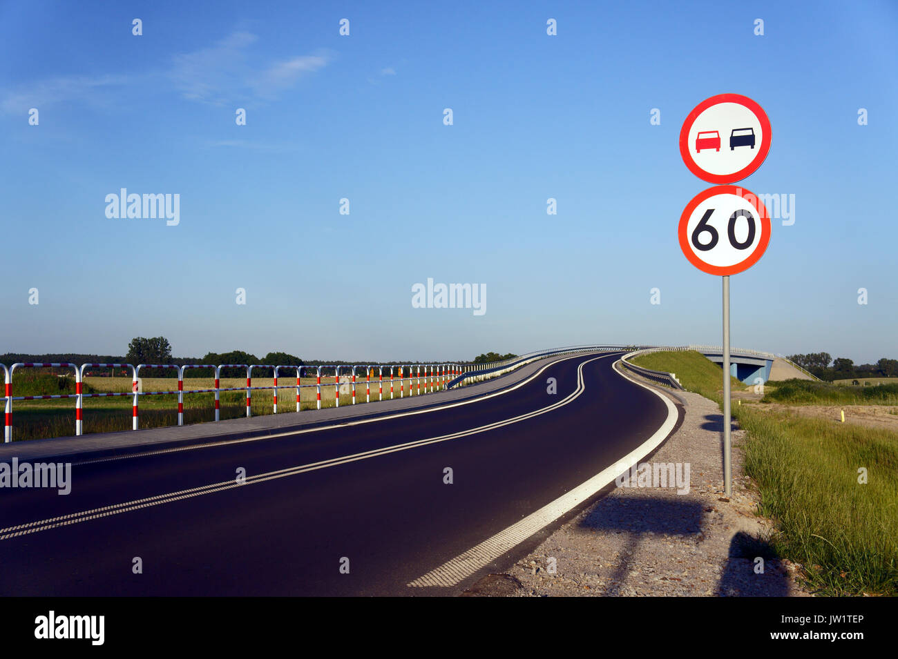 Traffic signs along the road in Poland Stock Photo - Alamy
