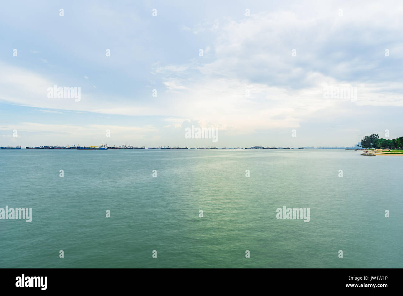 View of the sea from East Coast Park in Singapore under the beautiful ...