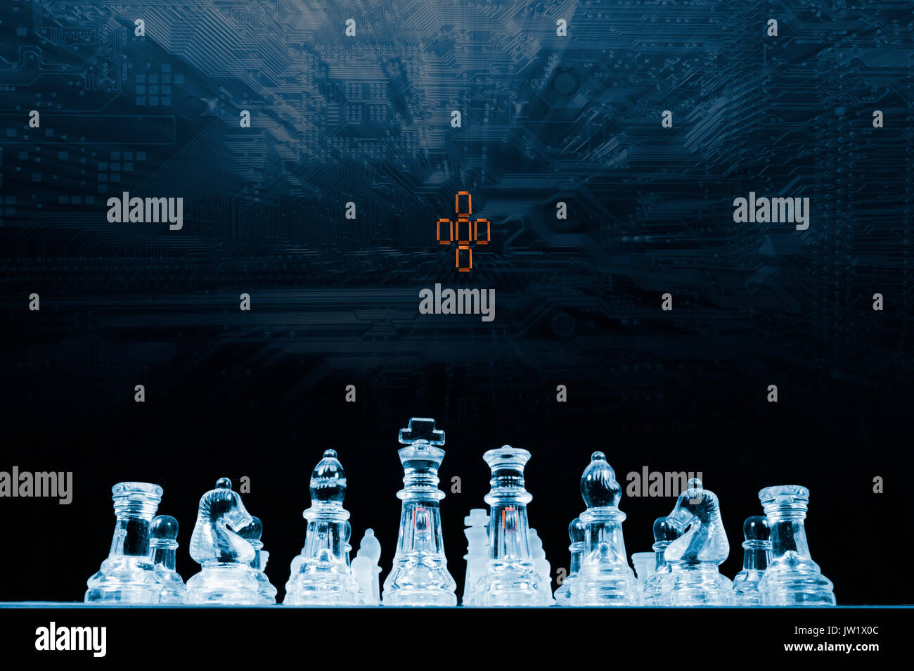 computerized game of chess and computers motherboard Stock Photo - Alamy