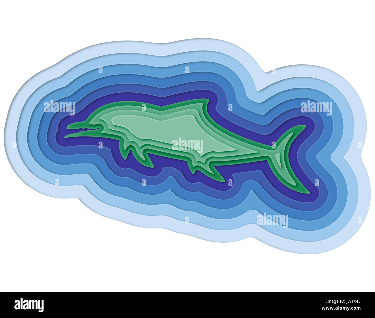 illustration of a layered fish in the sea Stock Photo - Alamy
