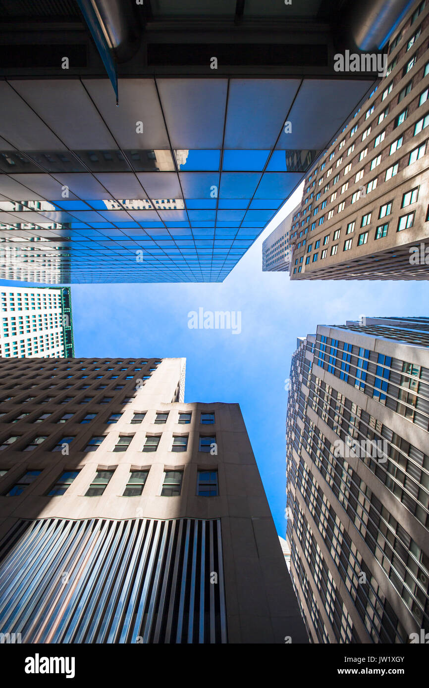 Skyscrapers View Upward, New York Manhattan Skyline Stock Photo - Alamy
