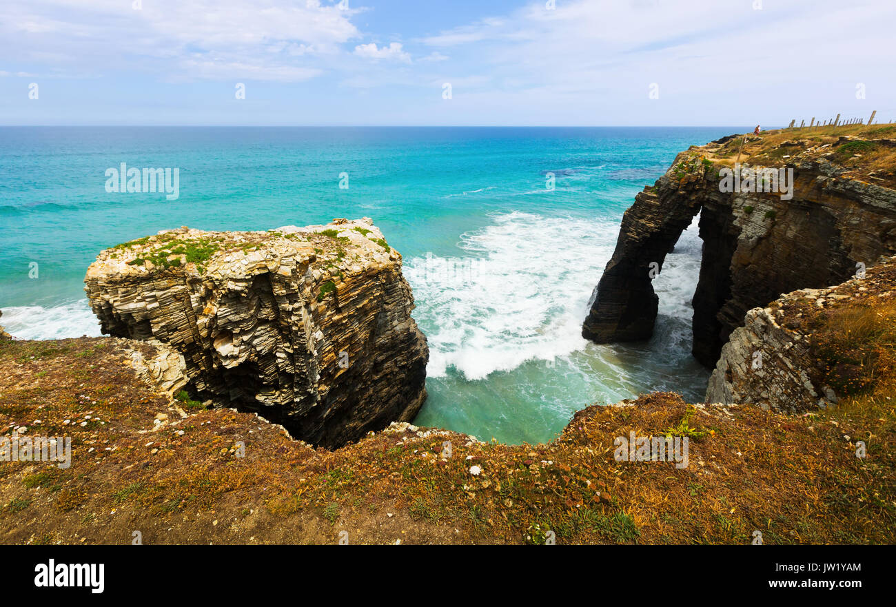 Natural arch at As Catedrais beach. Atlantic Ocean coast Stock Photo ...