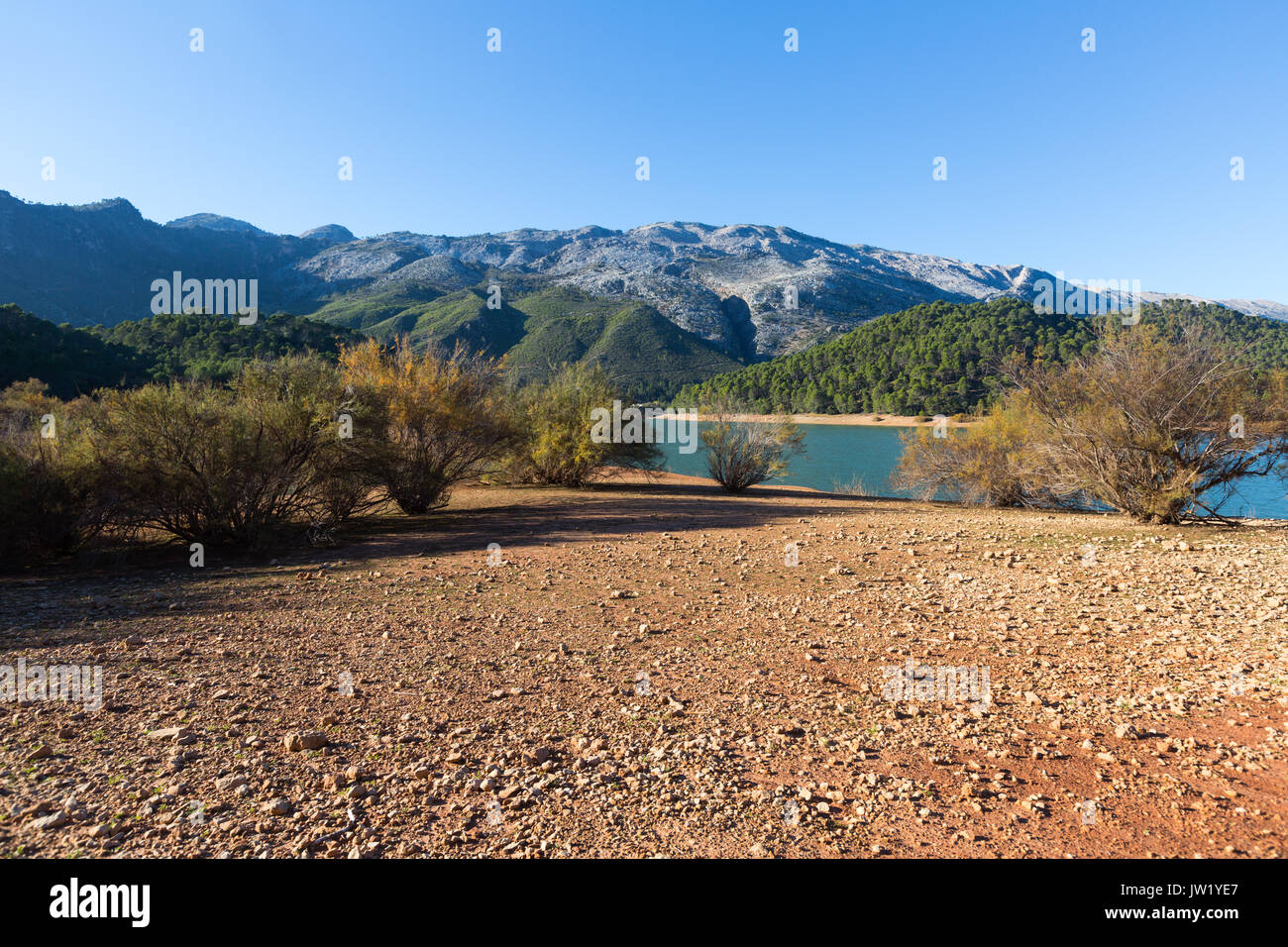Mountains river with island. Isla Cabeza de la Vina - Guadalquivir ...