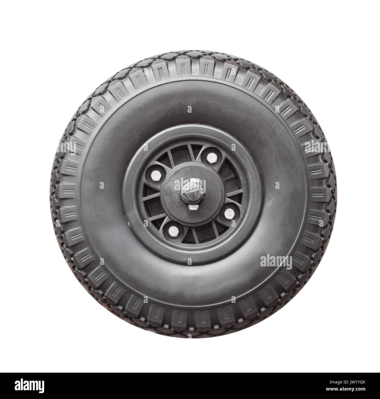 Wheel of small cart isolated on white close up Stock Photo - Alamy