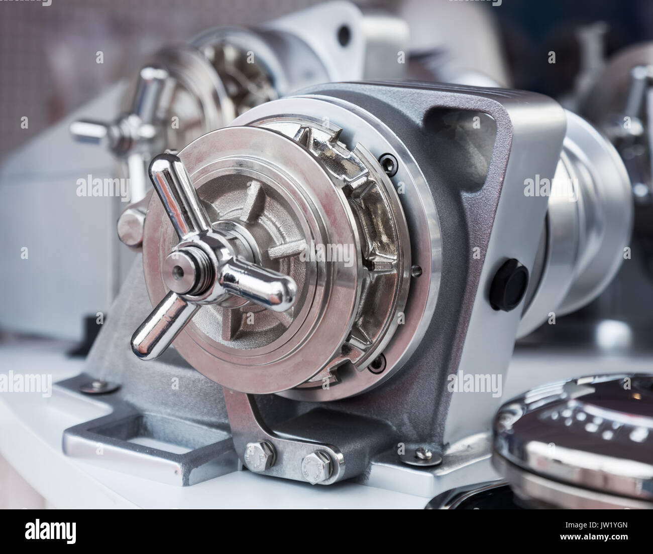 New horizontal anchor windlass with electric motor, close up Stock ...