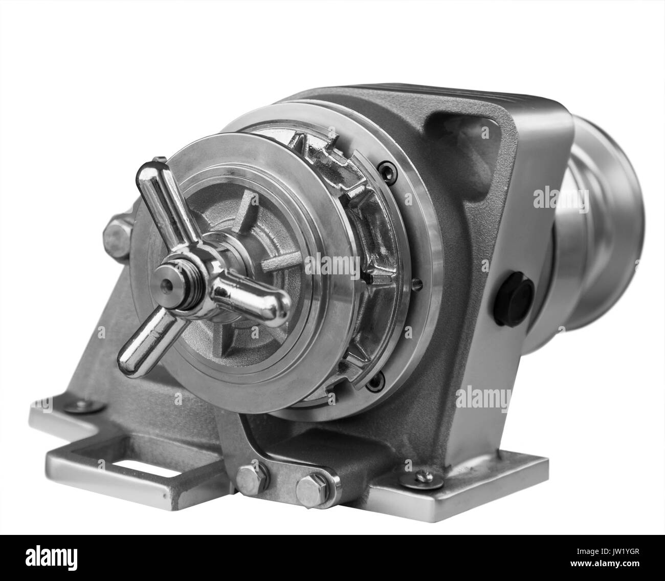 New horizontal anchor windlass with electric motor, close up Stock ...