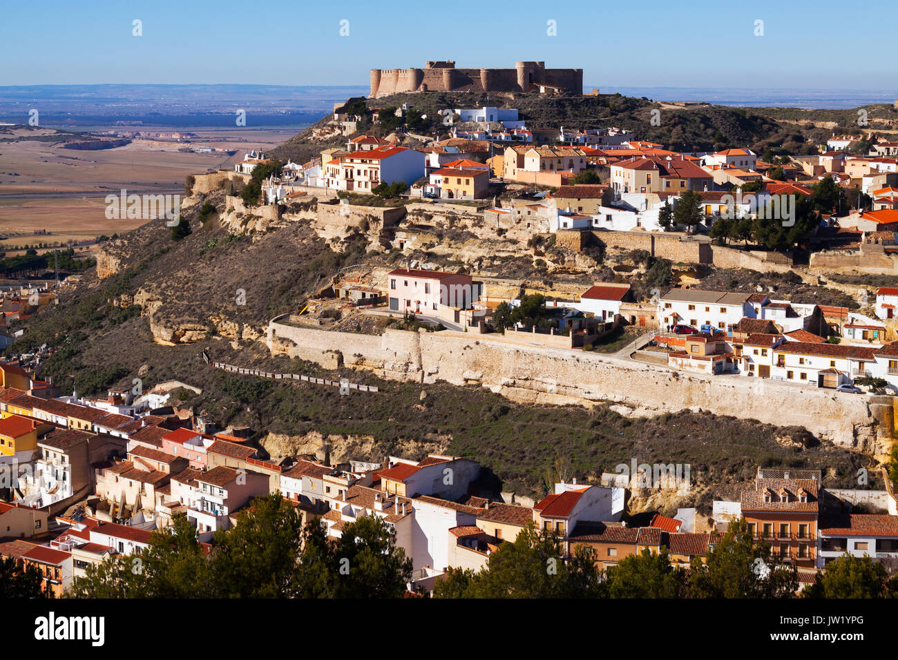 Chinchilla with medieval castle at hill. Albacete, Spain Stock Photo ...