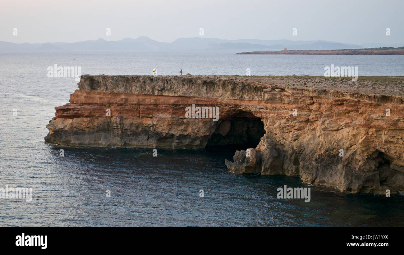 View of Ibiza coastline and Punta Gavina from Punta Rasa cliffs at ...
