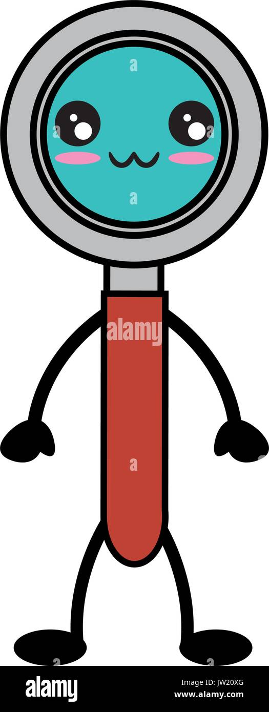 kawaii magnifying glass icon over white background vector illustration ...