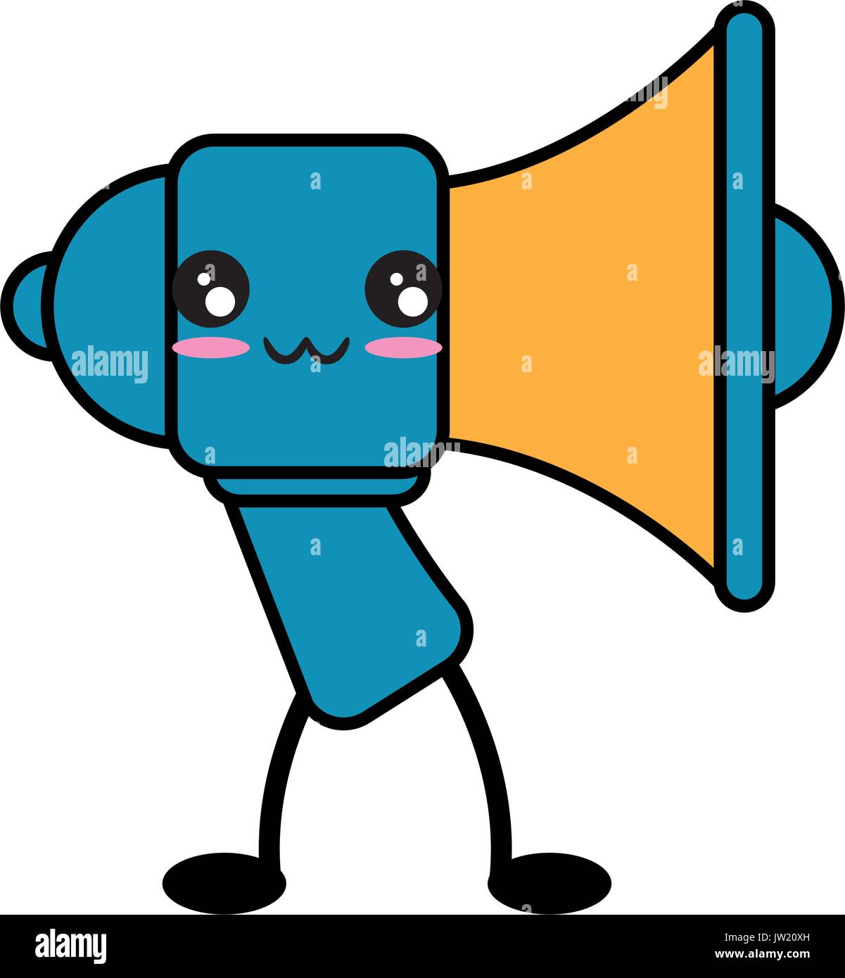 kawaii megaphone device icon over white background vector illustration ...