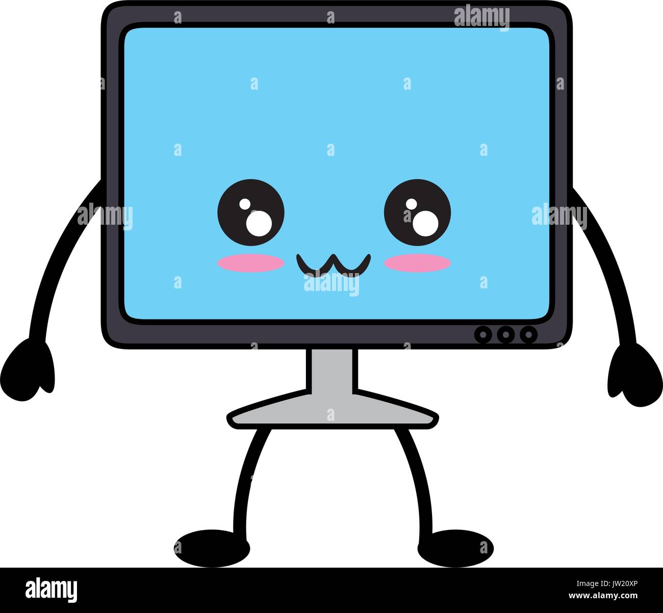 kawaii computer icon over white background vector illustration Stock ...