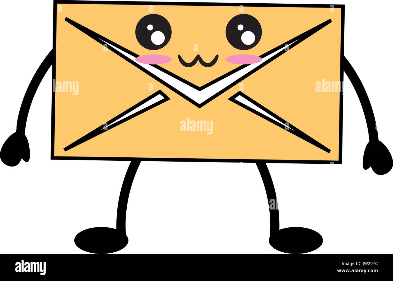 kawaii envelope icon over white background vector illustration Stock ...