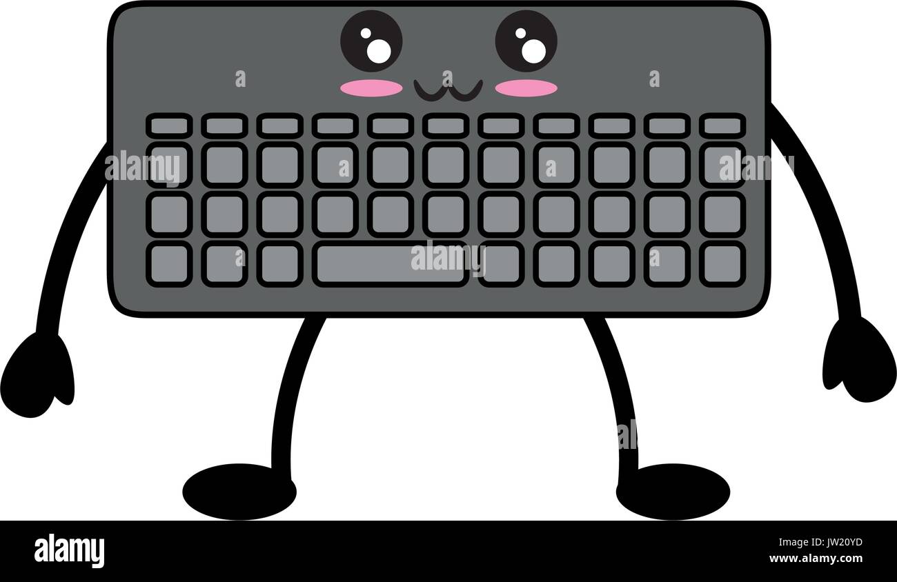 kawaii keyboard icon over white background vector illustration Stock ...