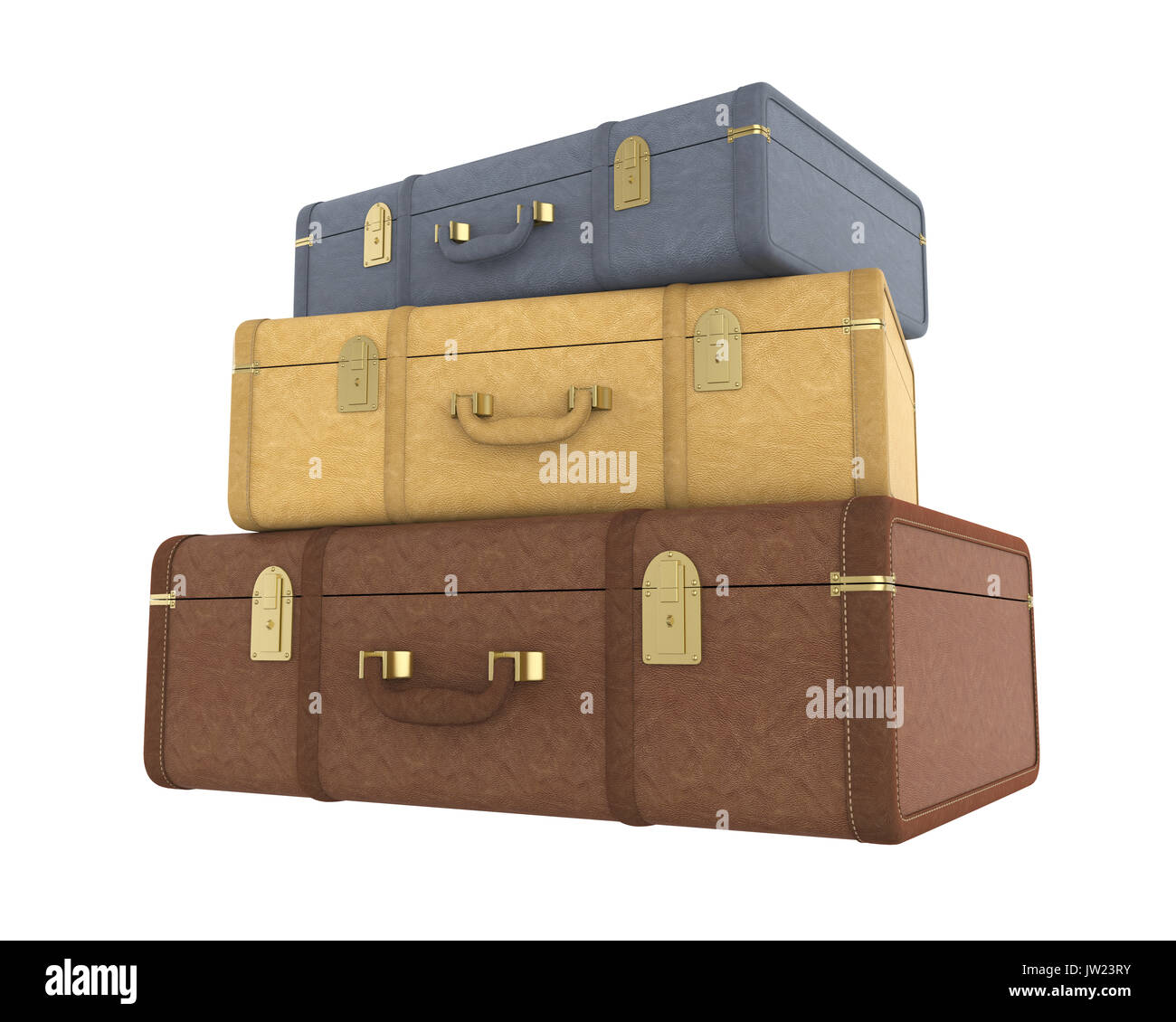 Pile of Vintage Suitcases Isolated Stock Photo - Alamy