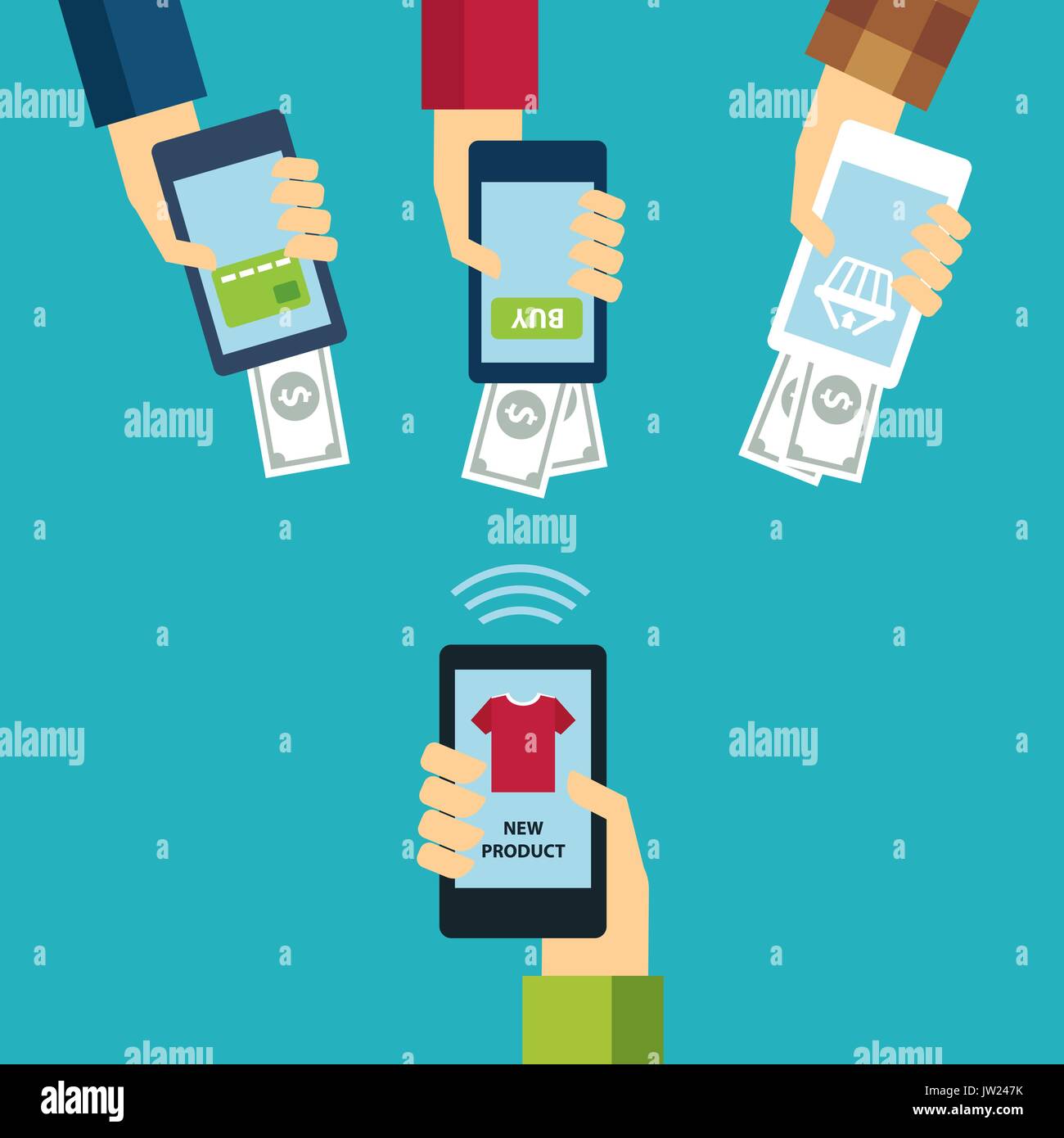 mobile e-commerce concept flat design Stock Vector Image & Art - Alamy