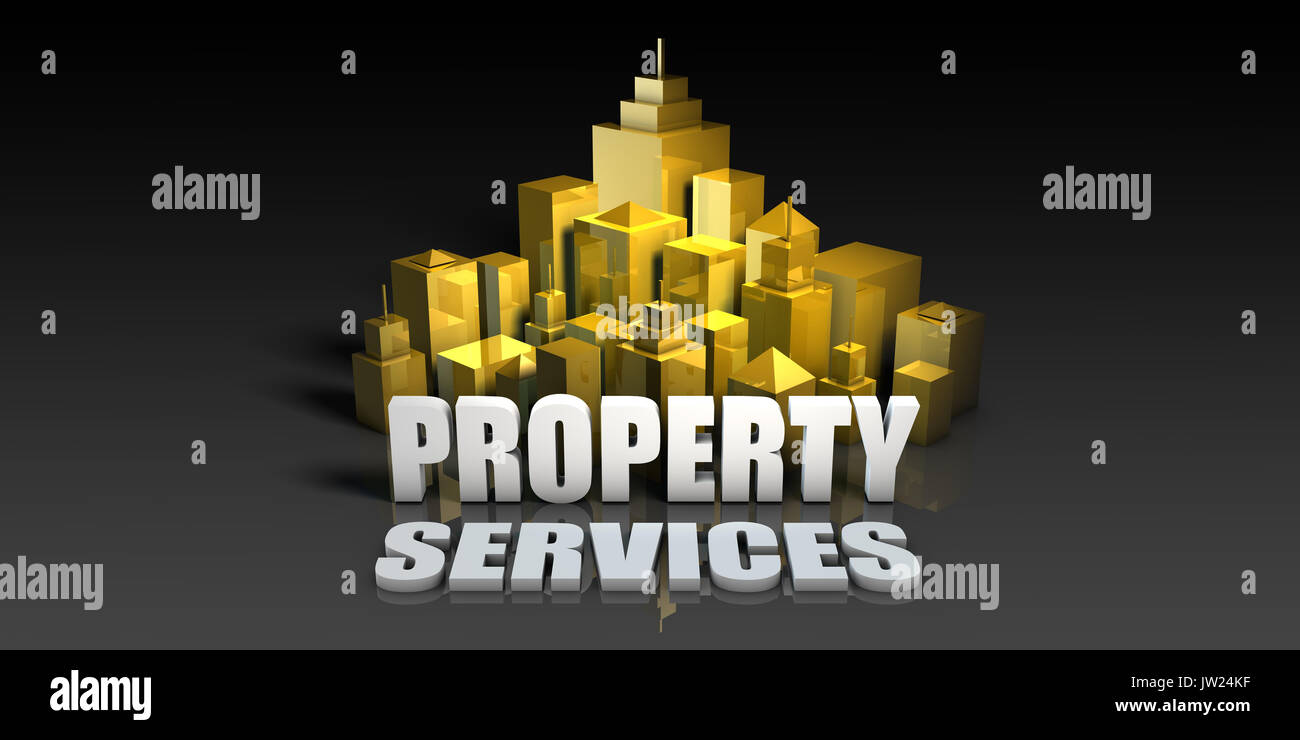 Property Services Industry Business Concept with Buildings Background ...