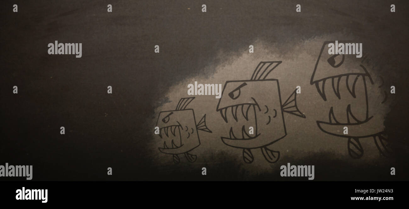 Illustrative image of fish against blackboard Stock Photo - Alamy