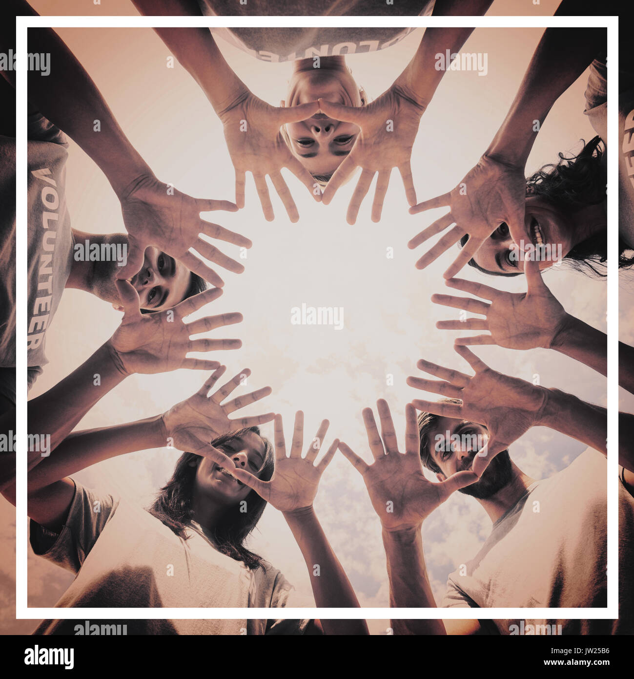 Hands forming a circle low angle Stock Photo - Alamy