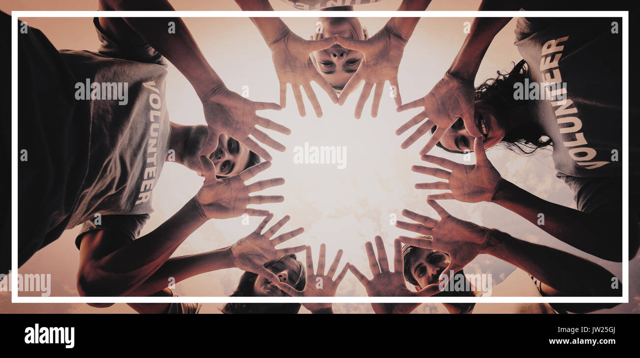 Hands forming a circle low angle Stock Photo - Alamy