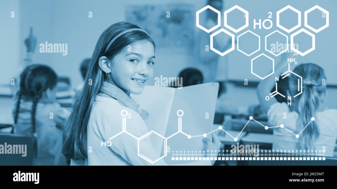 Portrait happy caucasian schoolgirl desk hi-res stock photography and ...