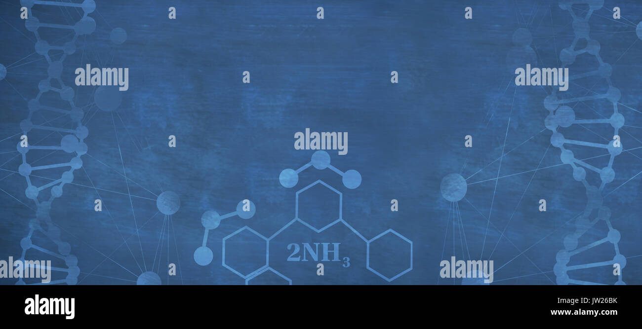 DNA helix structure against white background against blue background ...