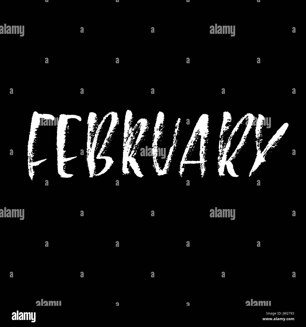 Hand drawn typography lettering. February. Month inscription. Vector ...