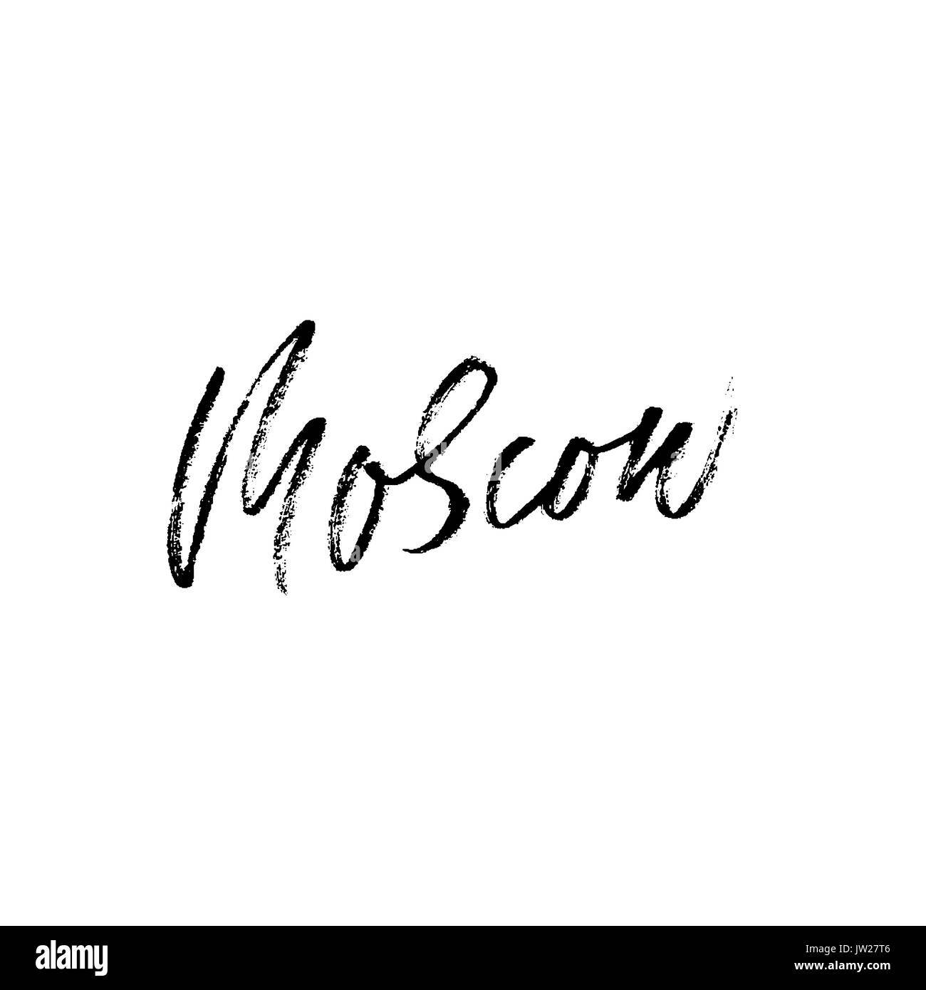 Moscow, Russia. City typography lettering design. Hand drawn modern dry ...