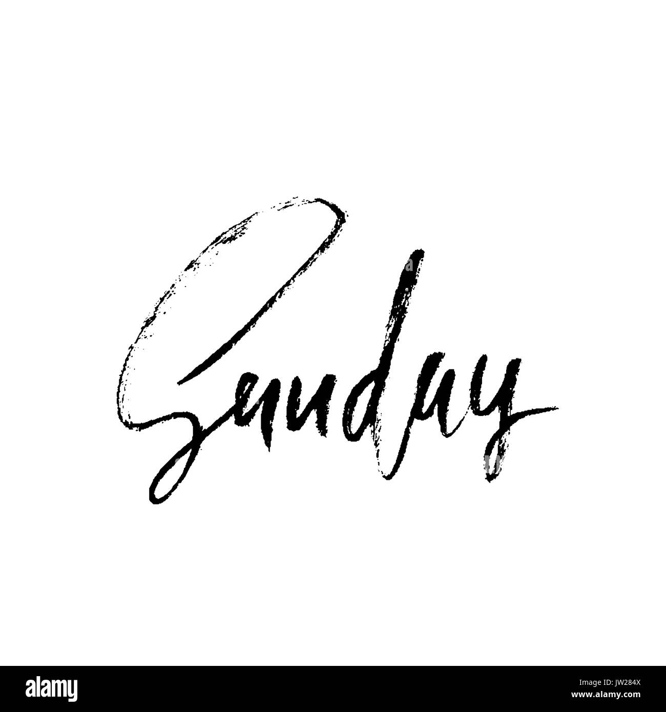 Sunday. Day of a week. Handdrawn modern brush lettering. Vector ...