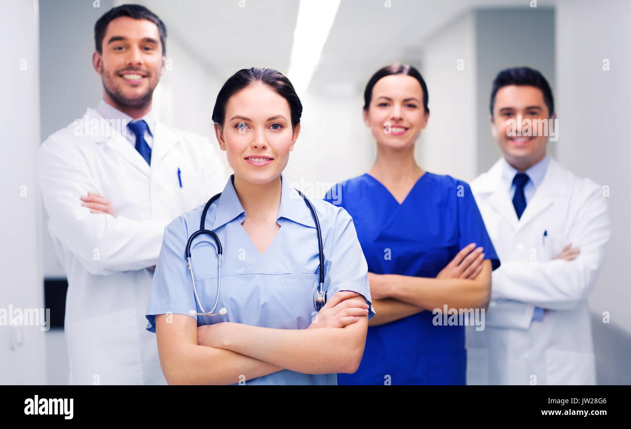 happy group of medics or doctors at hospital Stock Photo - Alamy