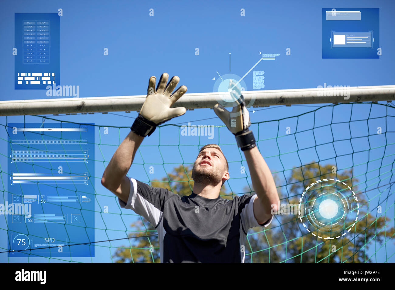 goalkeeper or soccer player at football goal Stock Photo - Alamy