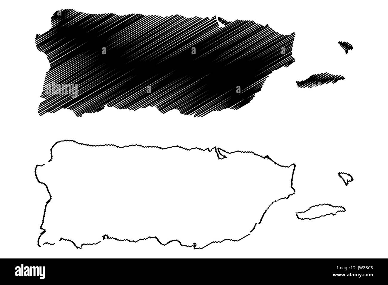 Puerto Rico map vector illustration, scribble sketch Puerto Rico Stock ...