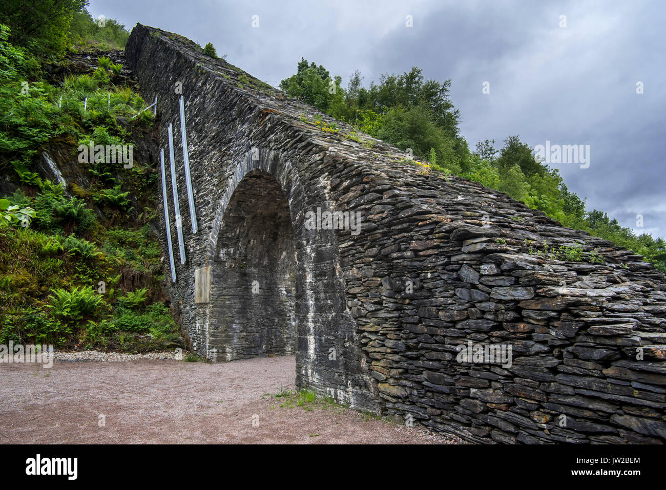 Slate arch and inclined plane at the Ballachulish slate quarry in ...