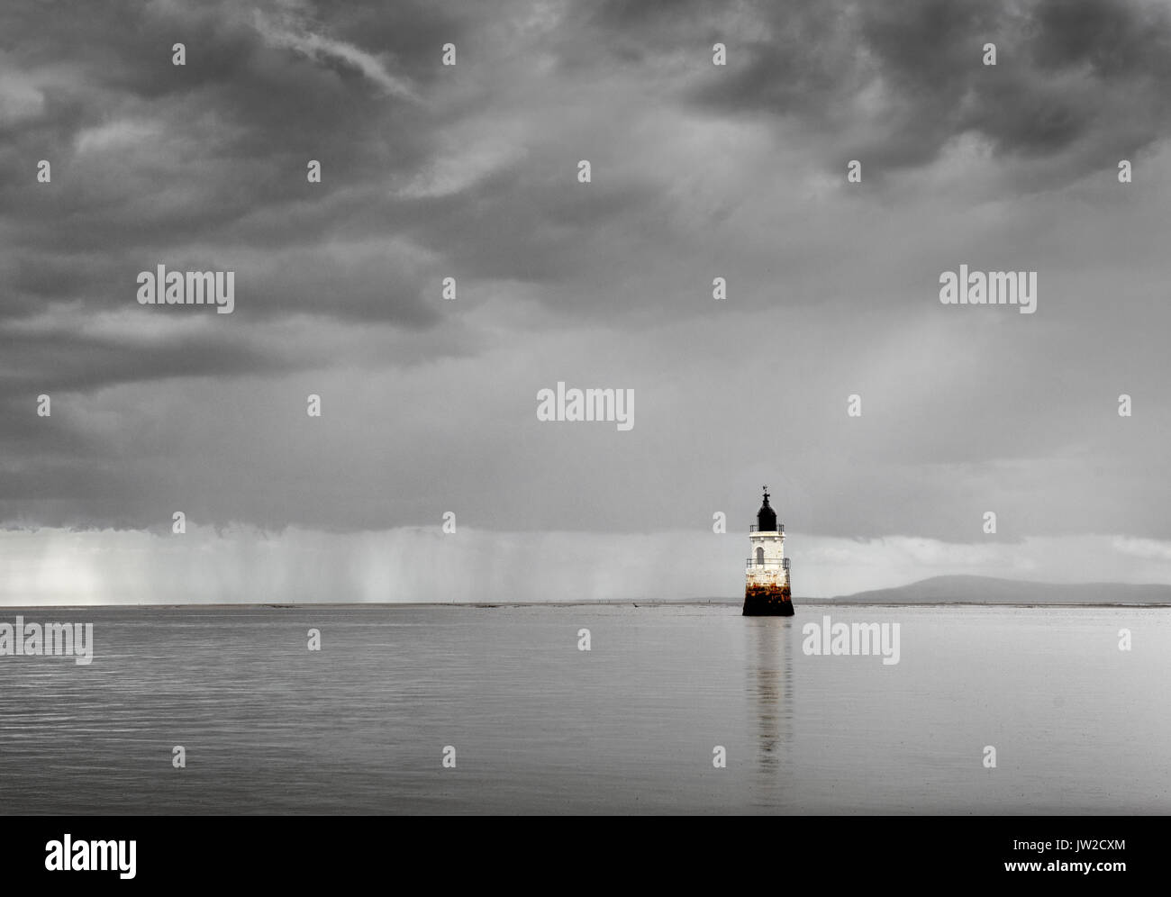 Plover Scar Lighthouse in the Lune Estuary near Cockersands Abbey ...