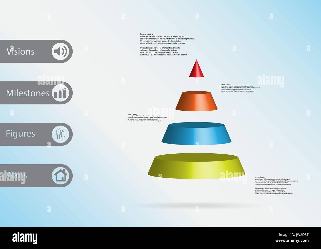 3D illustration infographic template with motif of cone triangle ...