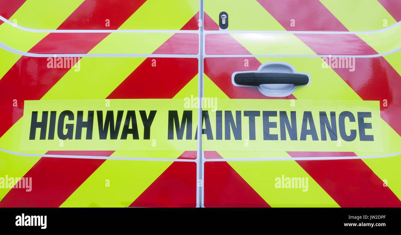 highway maintenance on the back of a van; UK Stock Photo - Alamy