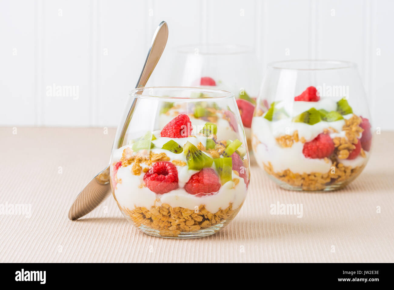 Health breakfast consisting of granola, yogurt and fruit Stock Photo ...
