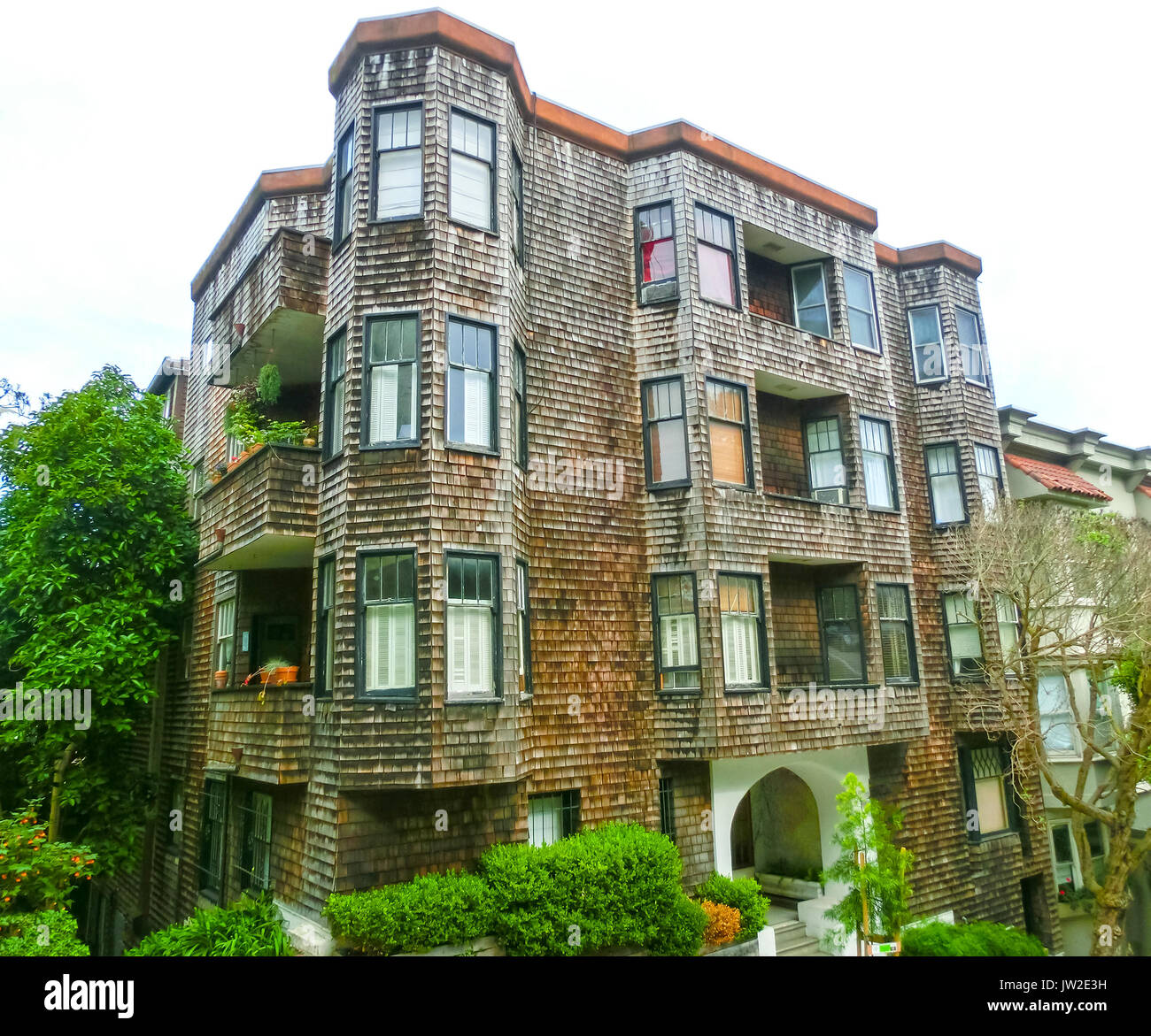 The traditional windows of building in San Francisco Stock Photo - Alamy