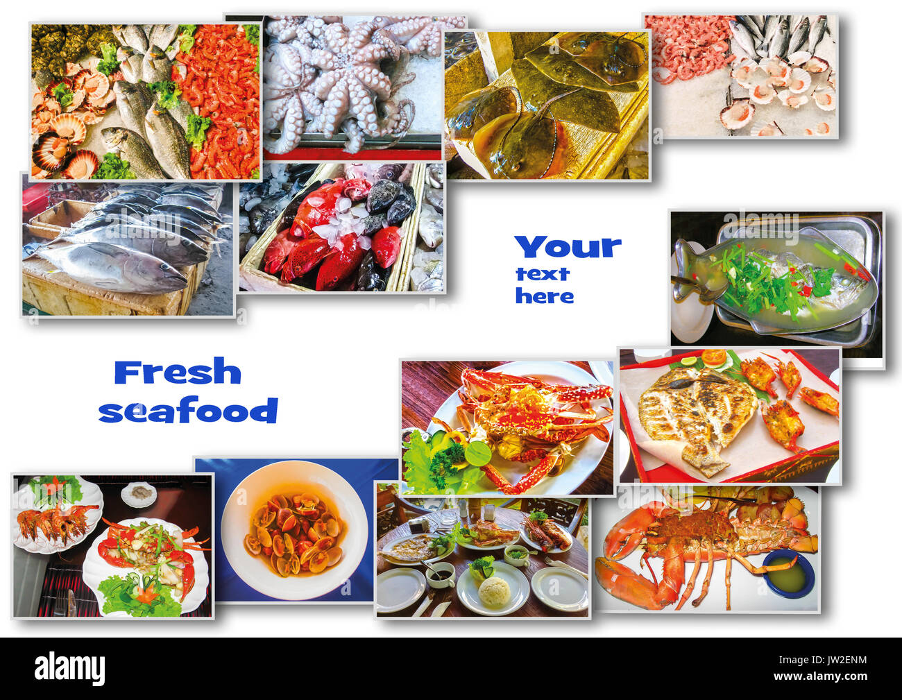 Seafood collage hi-res stock photography and images - Alamy
