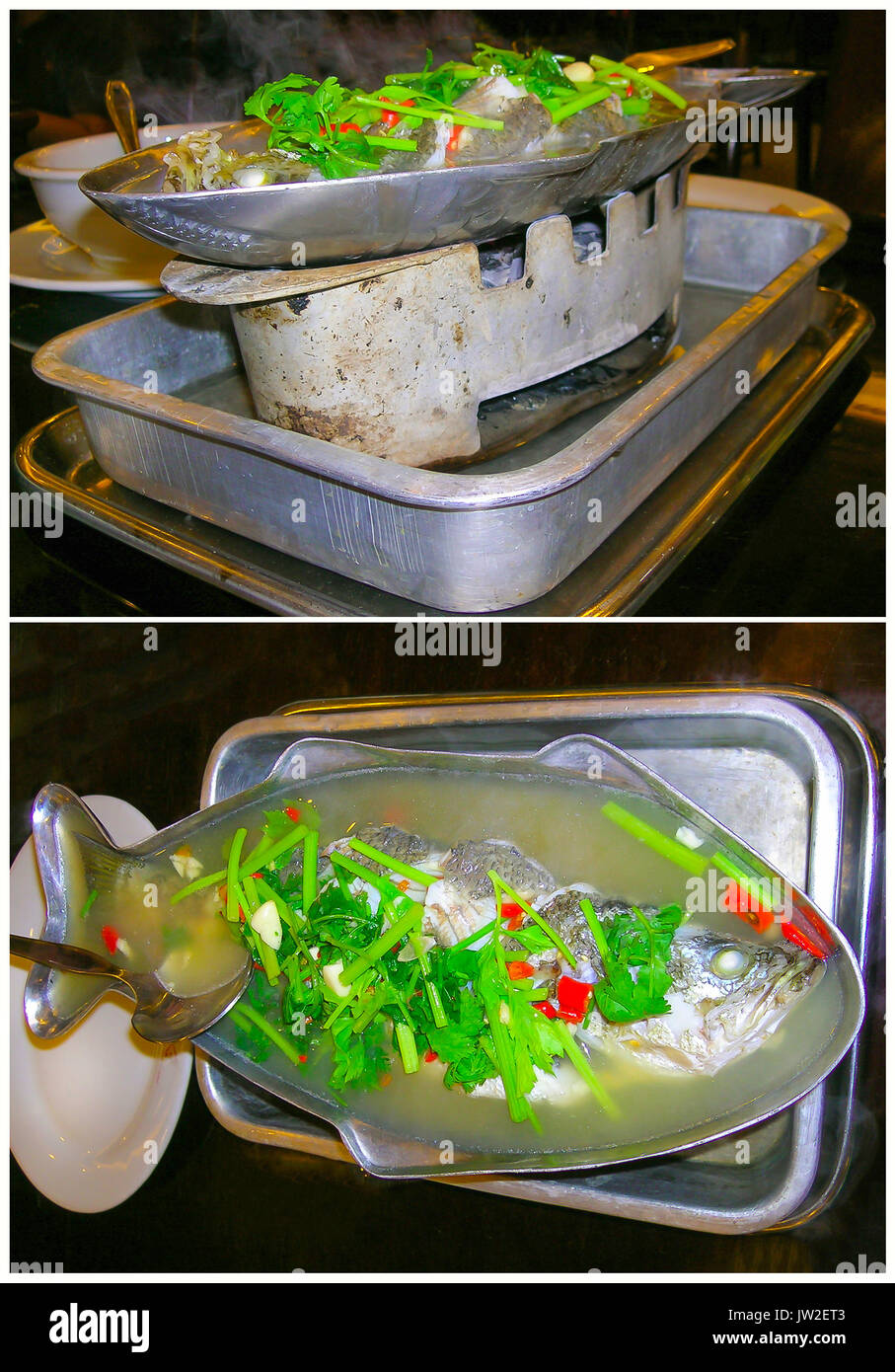 Snapper soup on the burner, thai food Stock Photo - Alamy