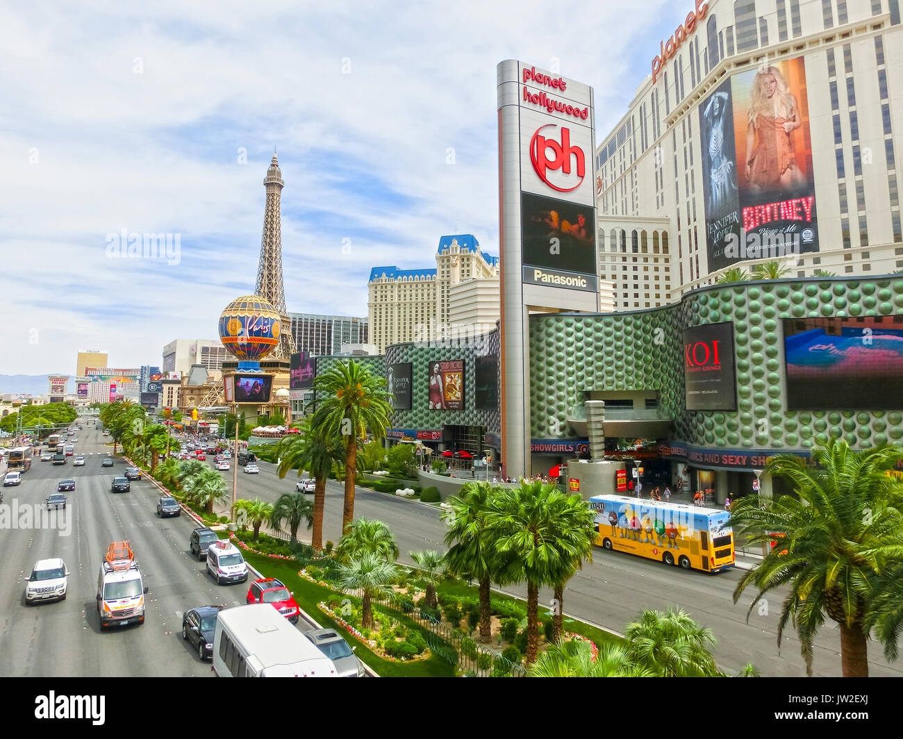 Las Vegas, USA - May 05, 2016: Above ground view of Strip hotel resorts ...