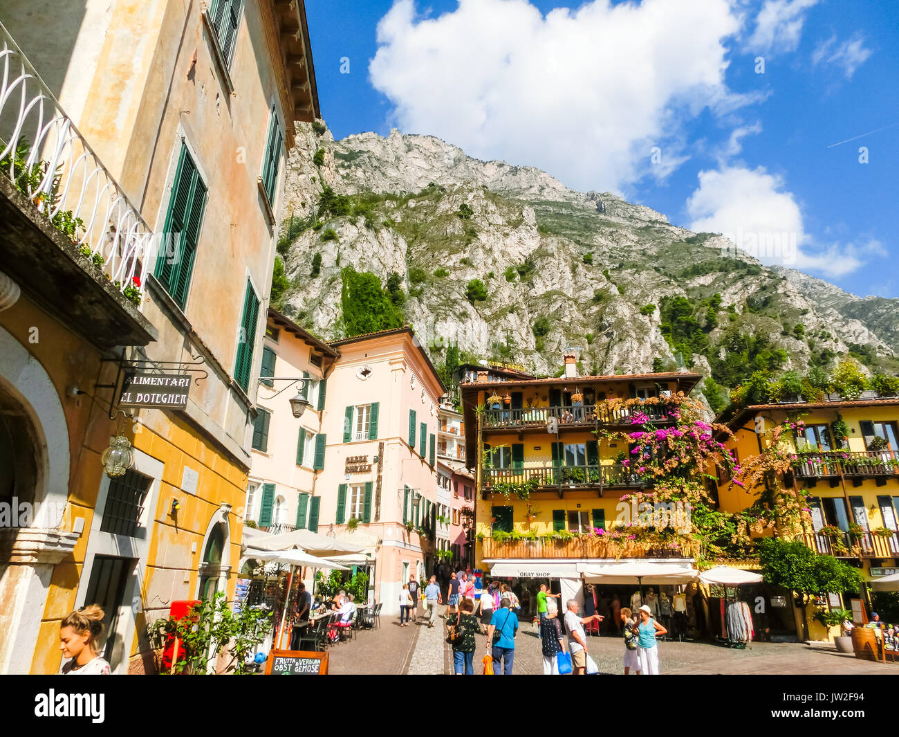Limone sul Garda, Italy - September 21, 2014: The people walking on the ...