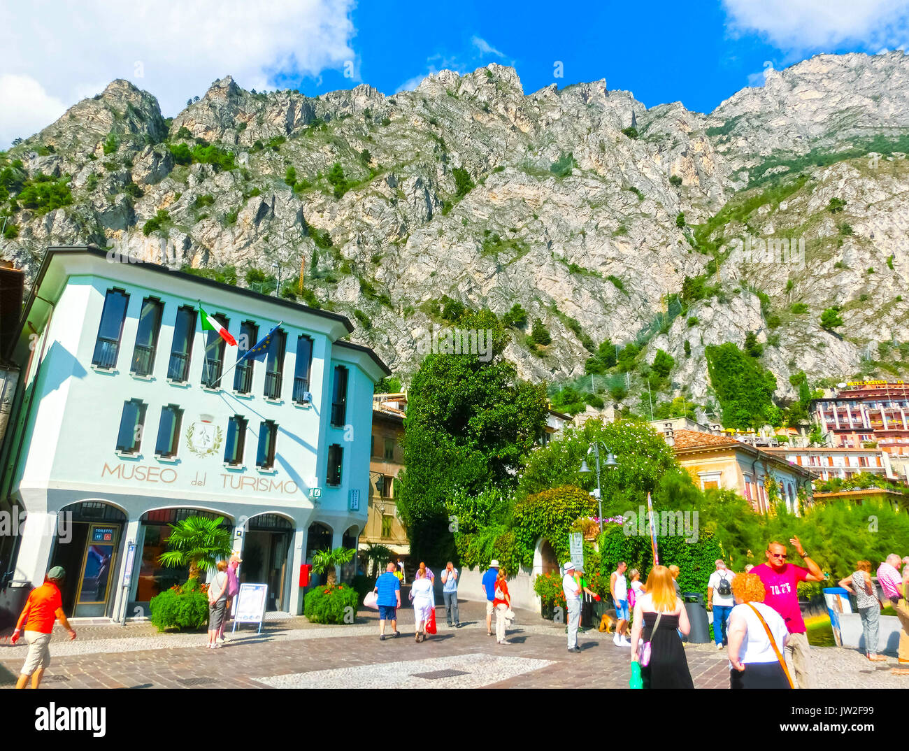 Limone sul Garda, Italy - September 21, 2014: The people walking on the ...