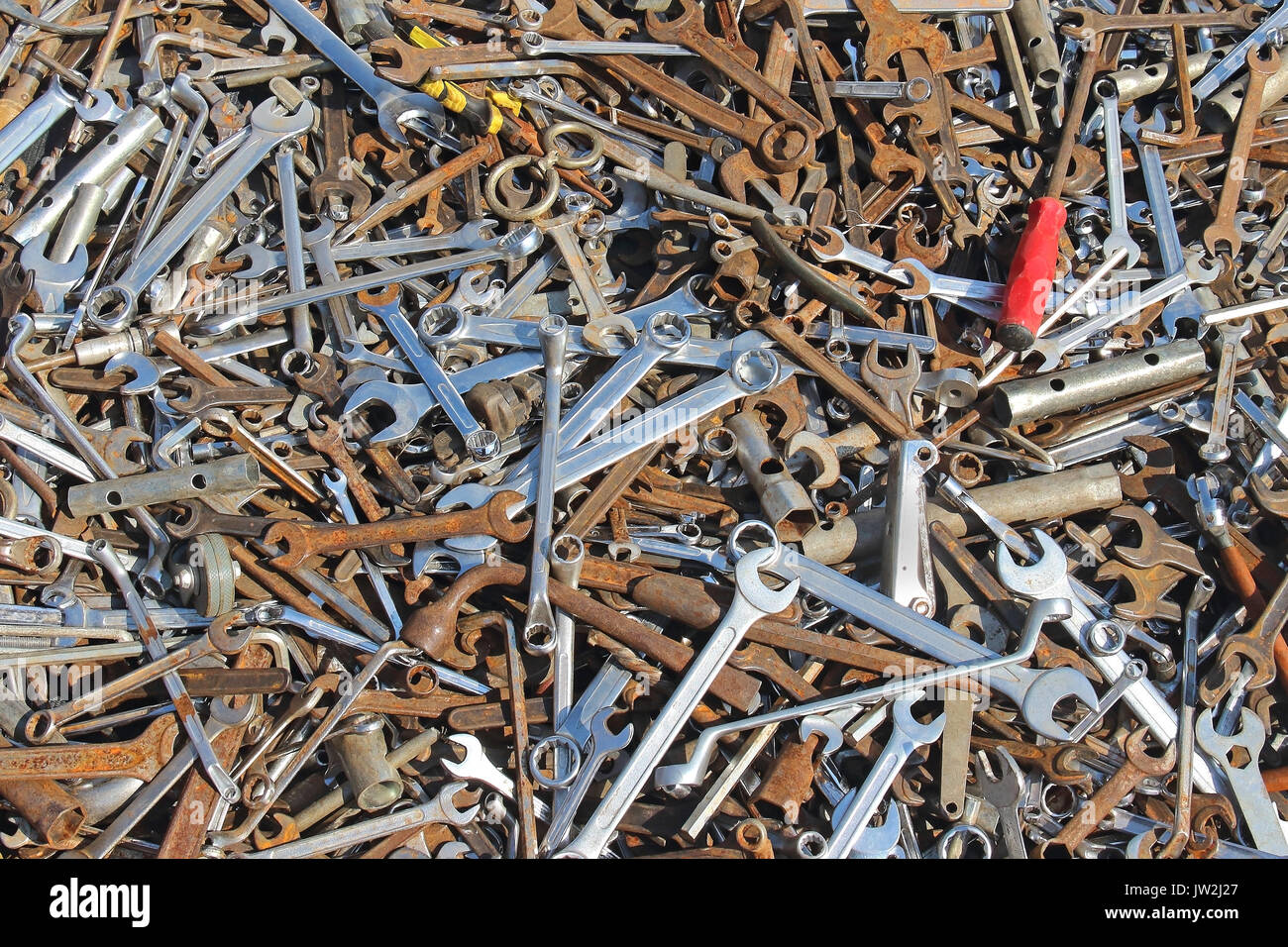 Old dirty rusty wrenches industrial tools pile Stock Photo - Alamy