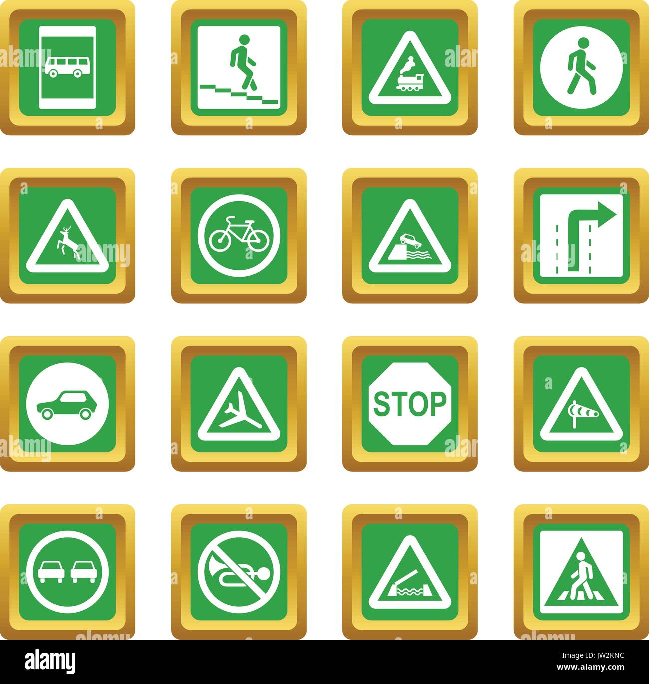 Road Sign Set icons set green Stock Vector Image & Art - Alamy