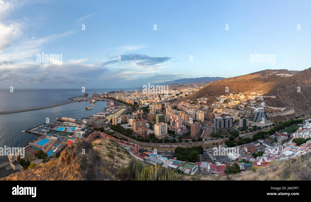 Aerial morning view of Santa Cruz, capital of Canary Islands Stock ...