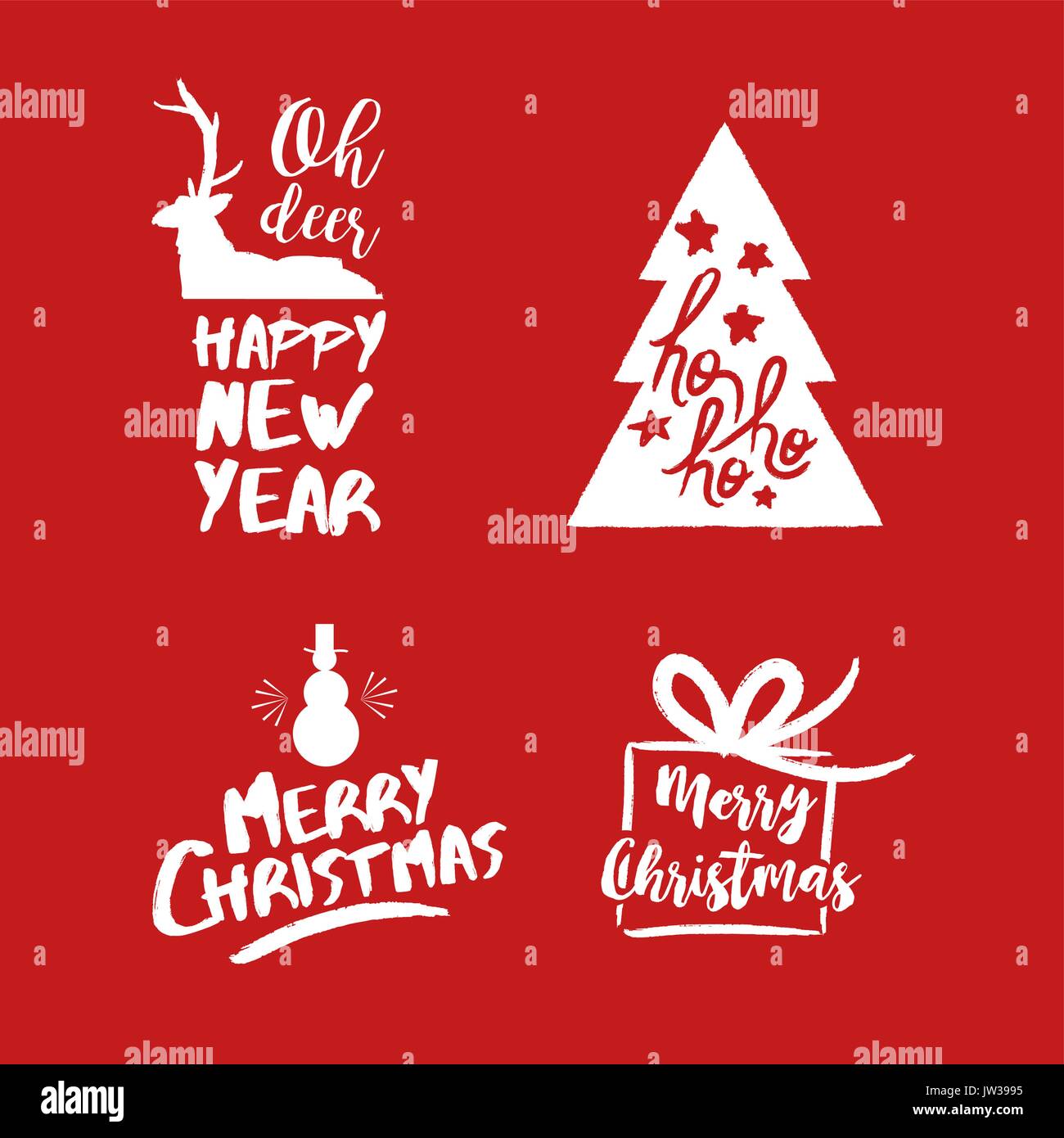 Merry Christmas Text Quote Collection Calligraphy Lettering Design For