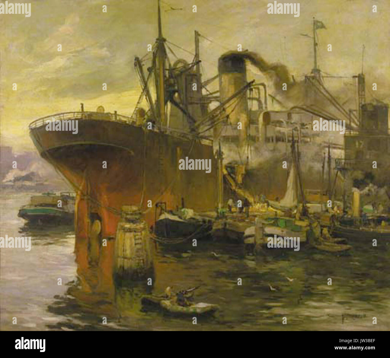 The 'Voorden Schip' painting depicts a ship docked at the port of ...
