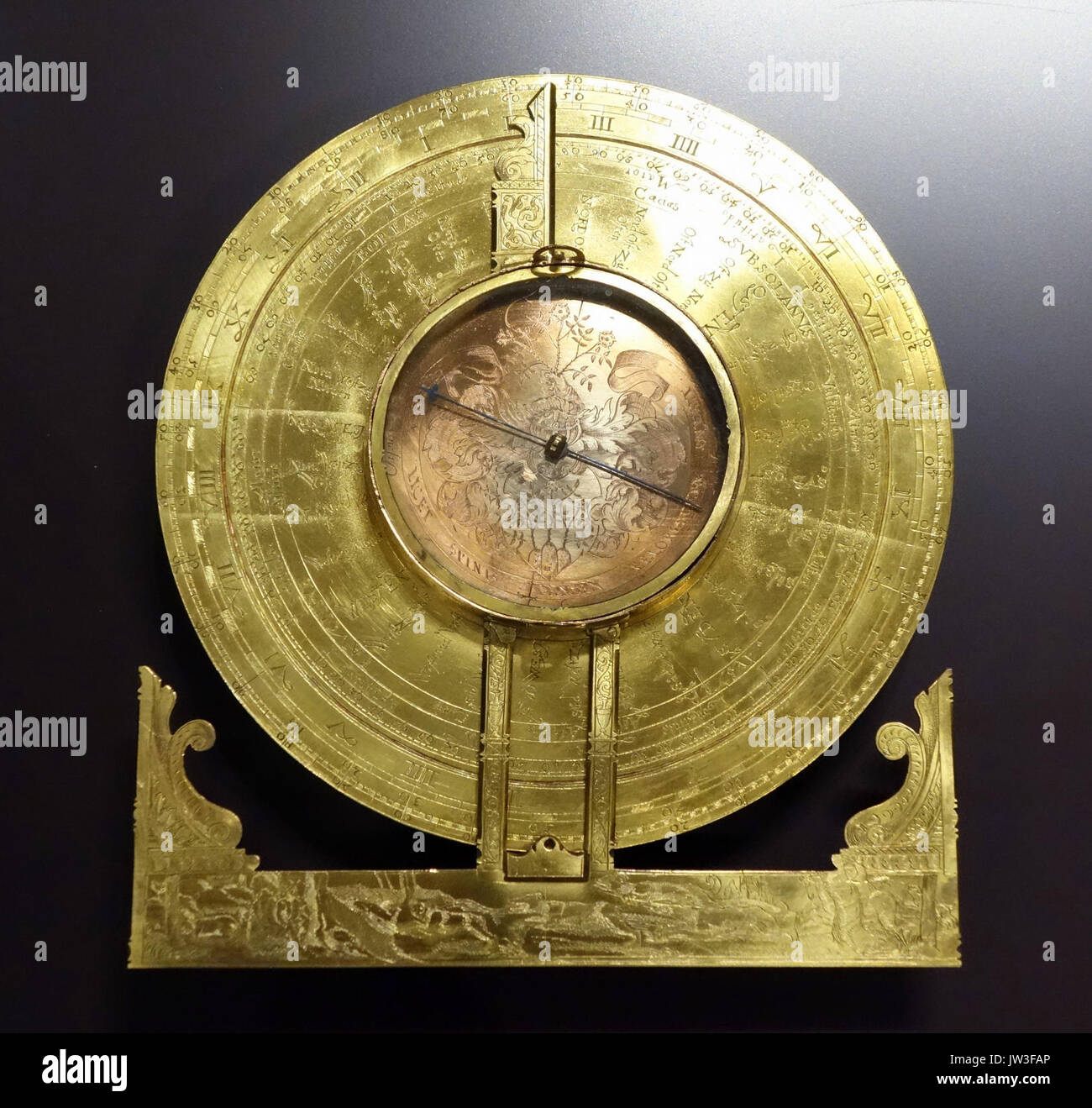 Drafting compass with coat of ams of Italian physician Franciscus de ...