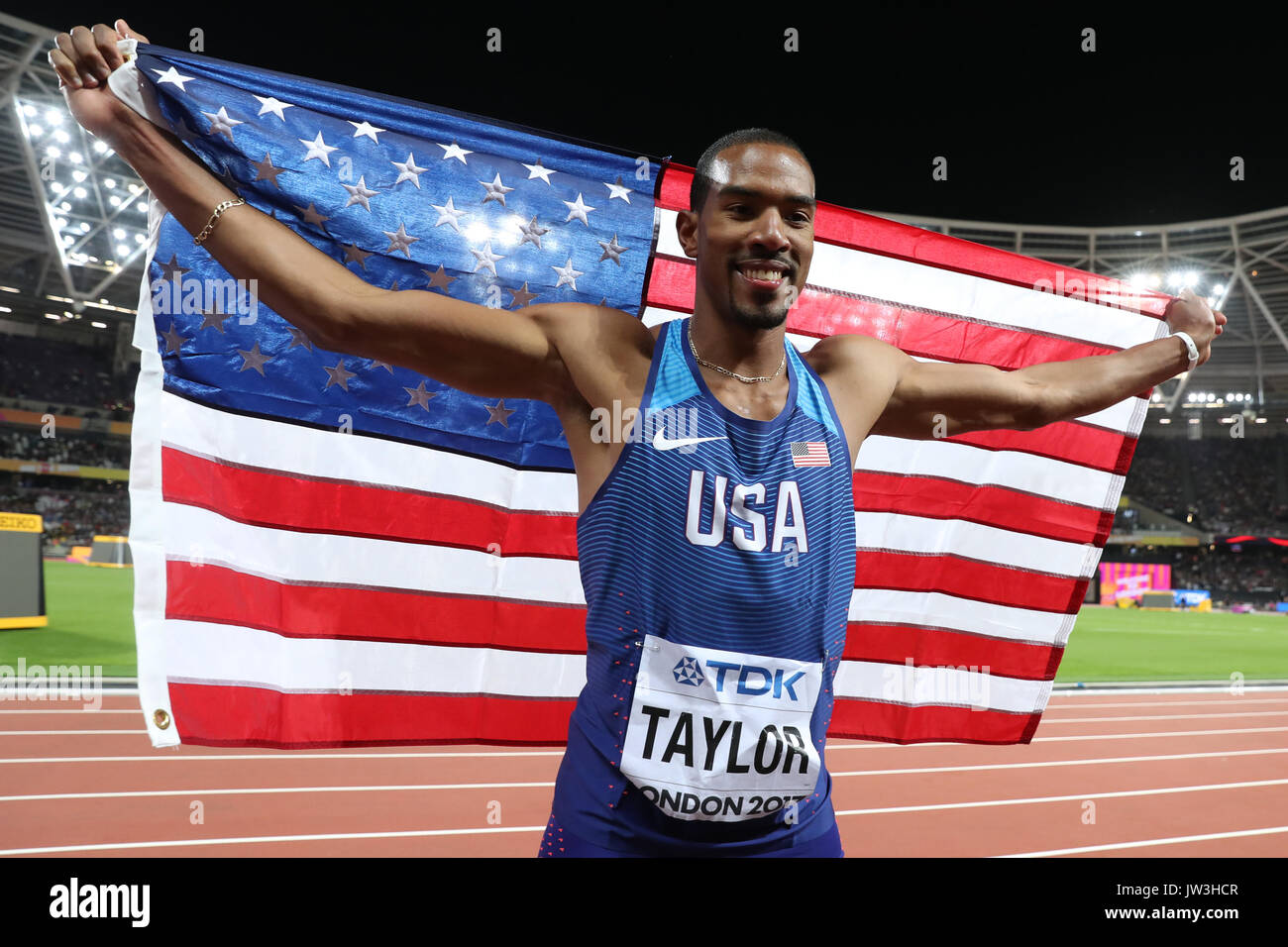 USA's Christian Taylor celebrates winning gold in the Men's Triple Jump ...