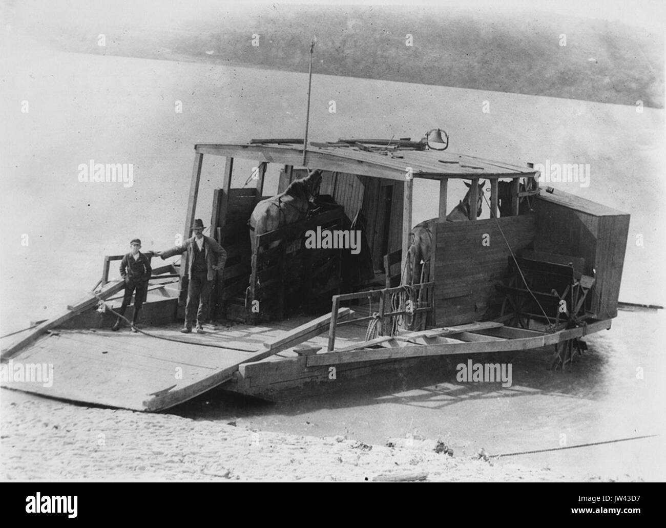 Wooden team boat horse ferry in Chillicothe Ohio in 1900 Stock Photo ...